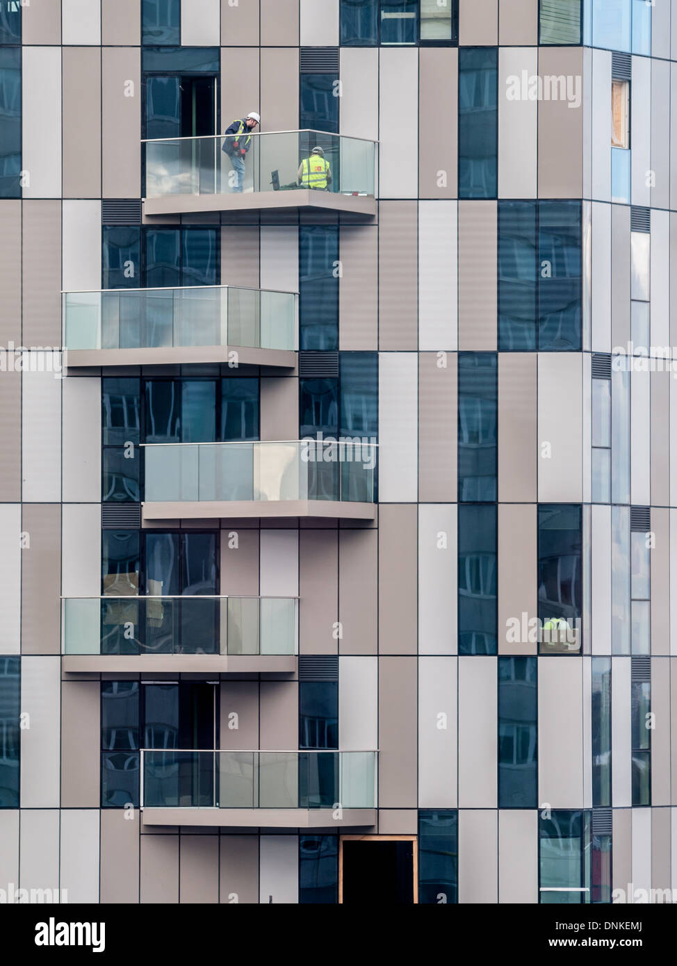 Workmen on the Saffron Square development in central Croydon, London ...