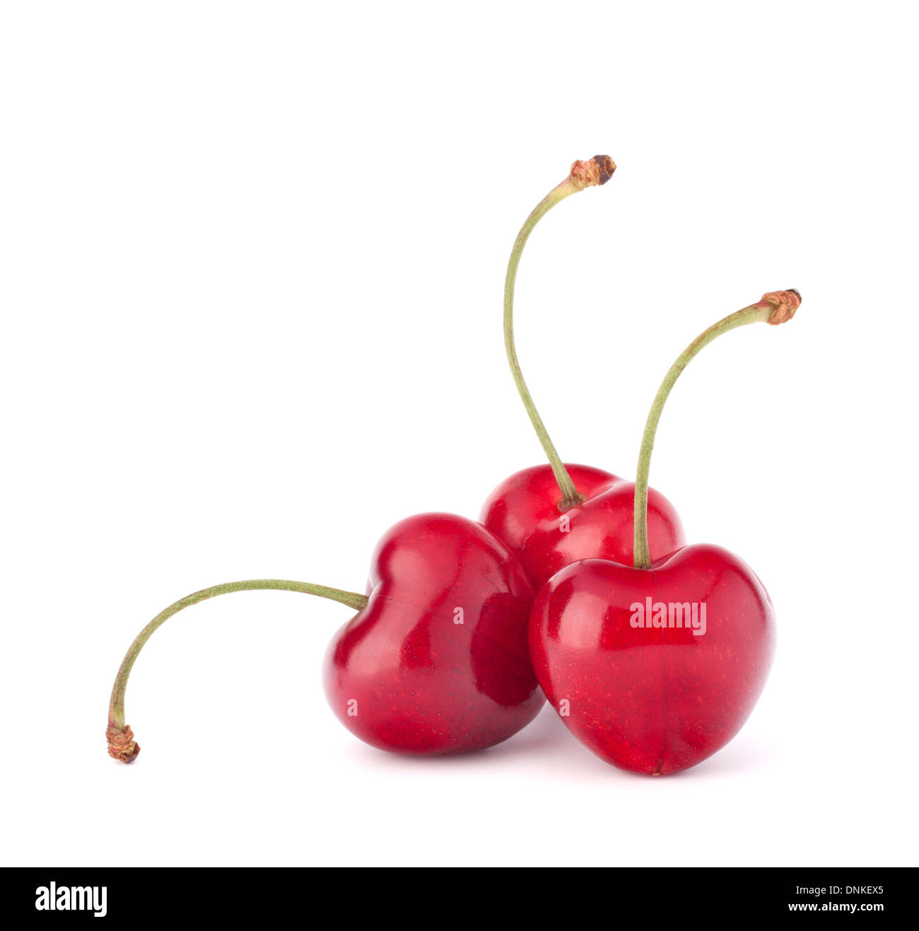 Heart shaped cherry berries isolated on white background cutout Stock ...