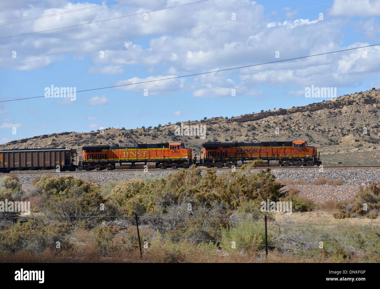 Huge American multiple unit freight train with 4 locomotives runs along ...