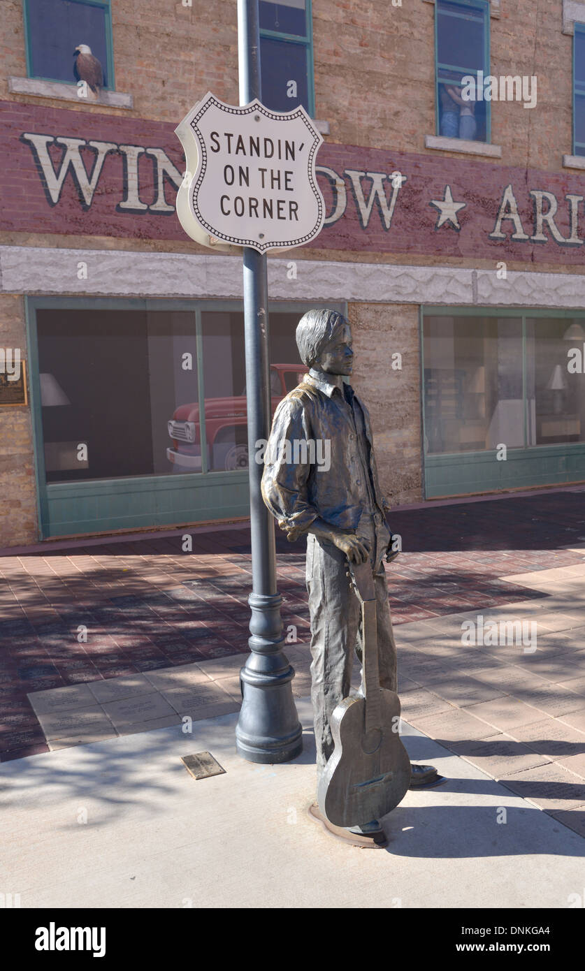 Standing on the corner in Winslow, Arizona. Route 66 passes through and ...