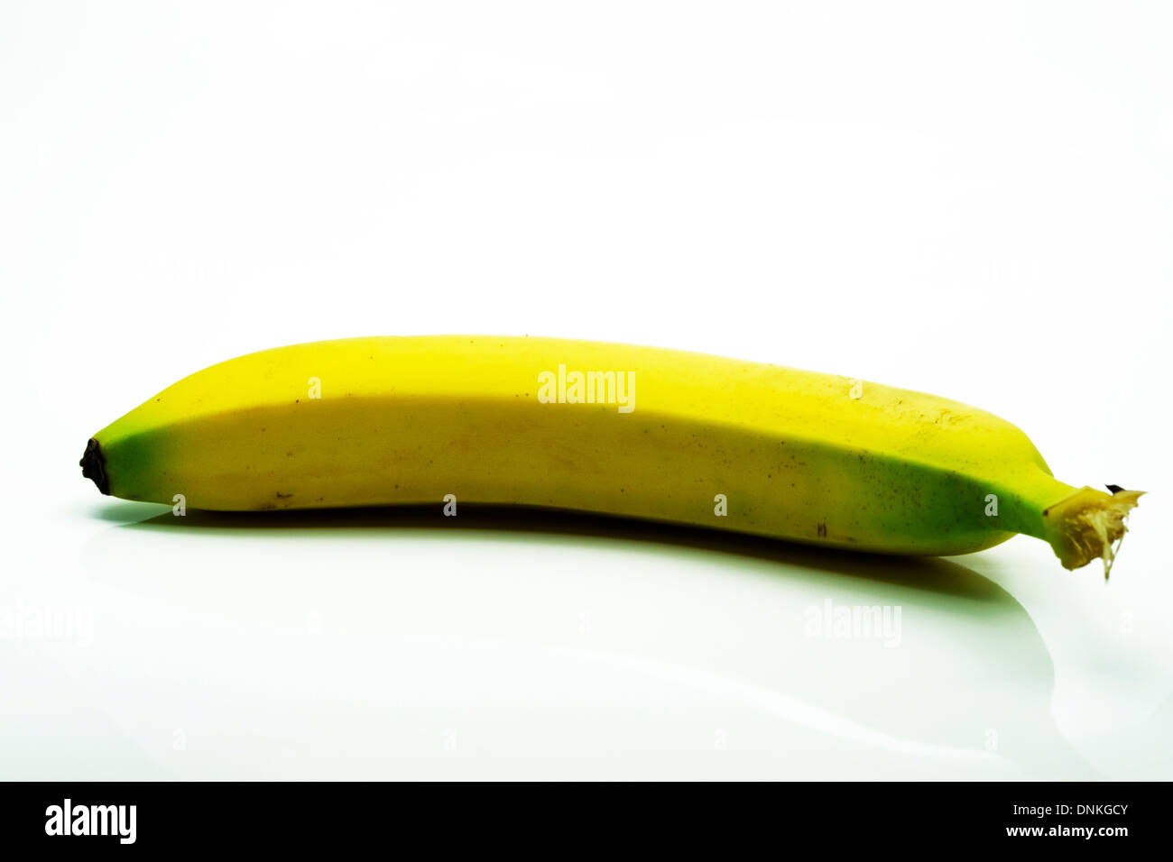 Banana single cut out white background copy space yellow fruit fresh ...