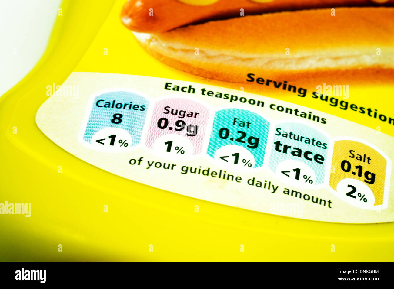 nutritional information gda guideline daily amount on bottle of mustard ...