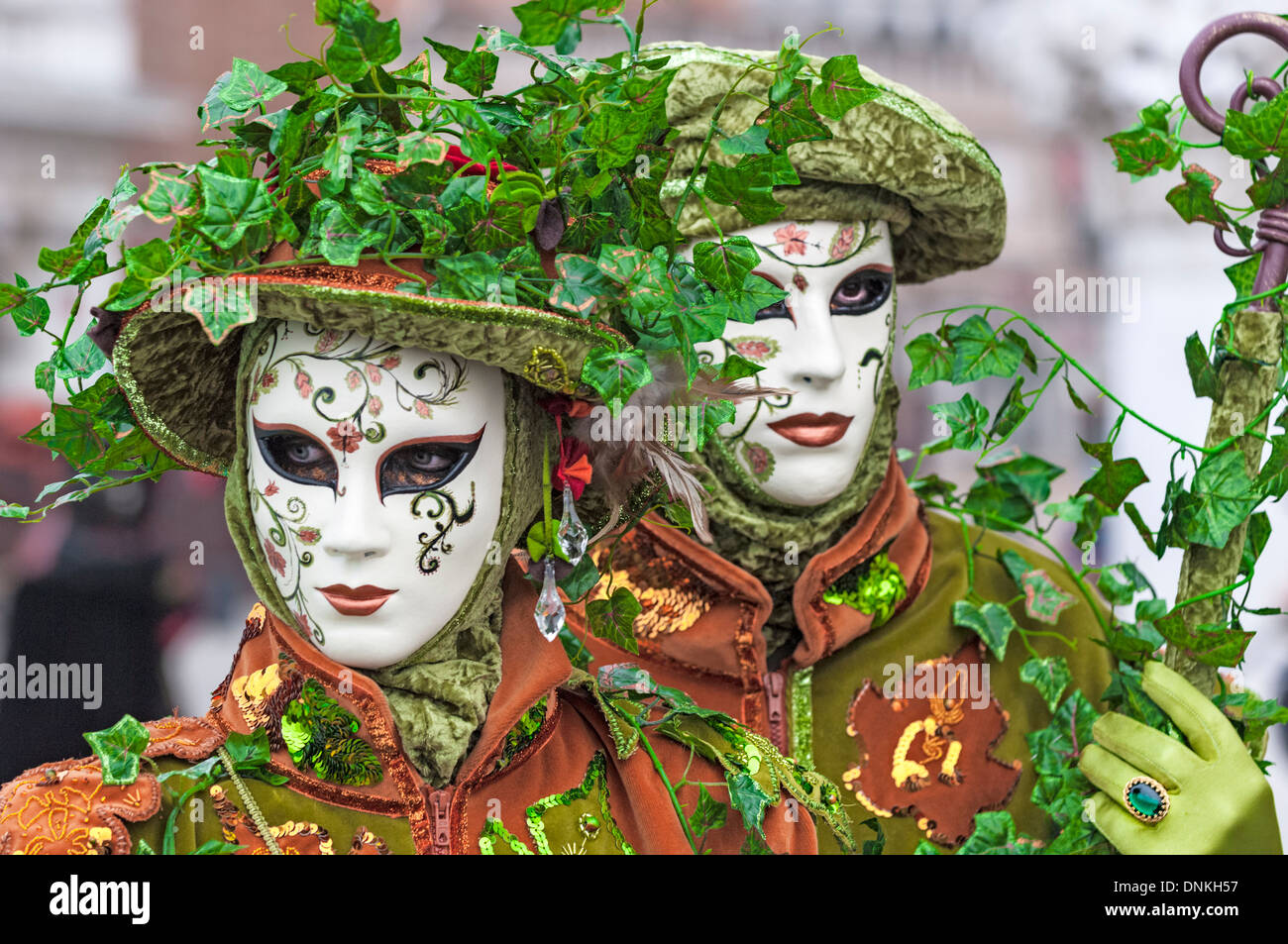 carnival participant in volto masks and fancy costumes , San Marco ...