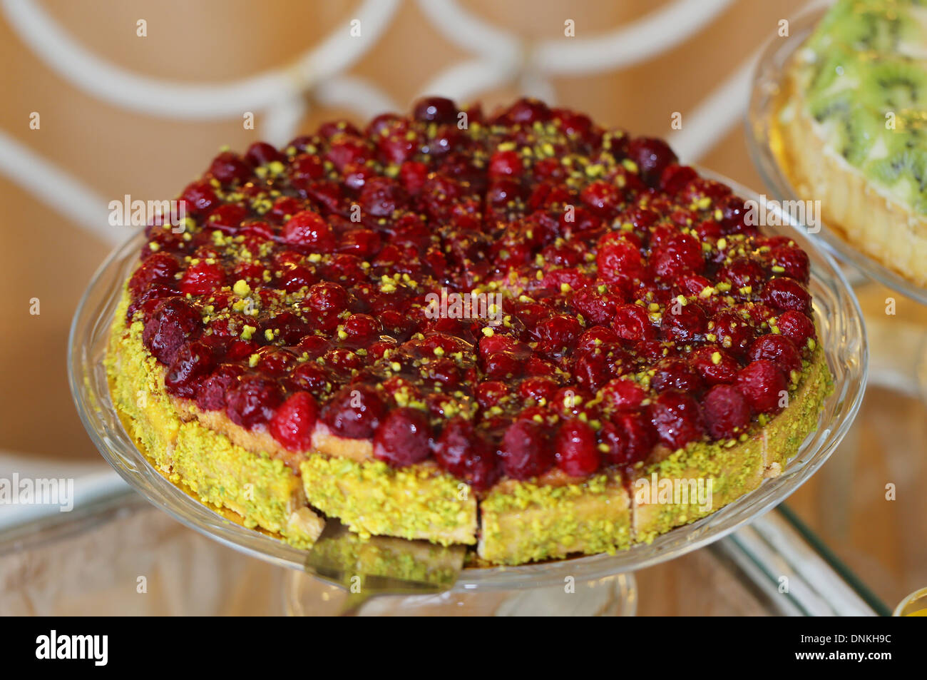 Sweet round tart cheesecake raspberries hi-res stock photography and ...