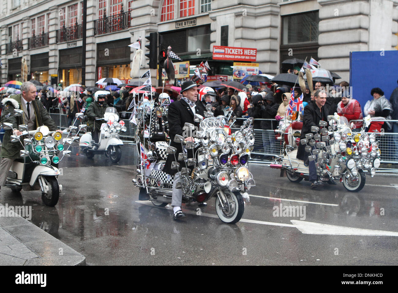 London,UK,1st January 2014,Mods and rockers at the London's New Year's ...
