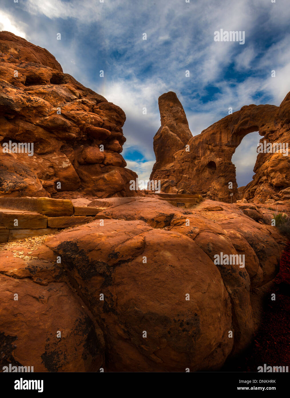 A dramatic view of Turret Arch,Arches National Park,Moab,Utah Stock ...