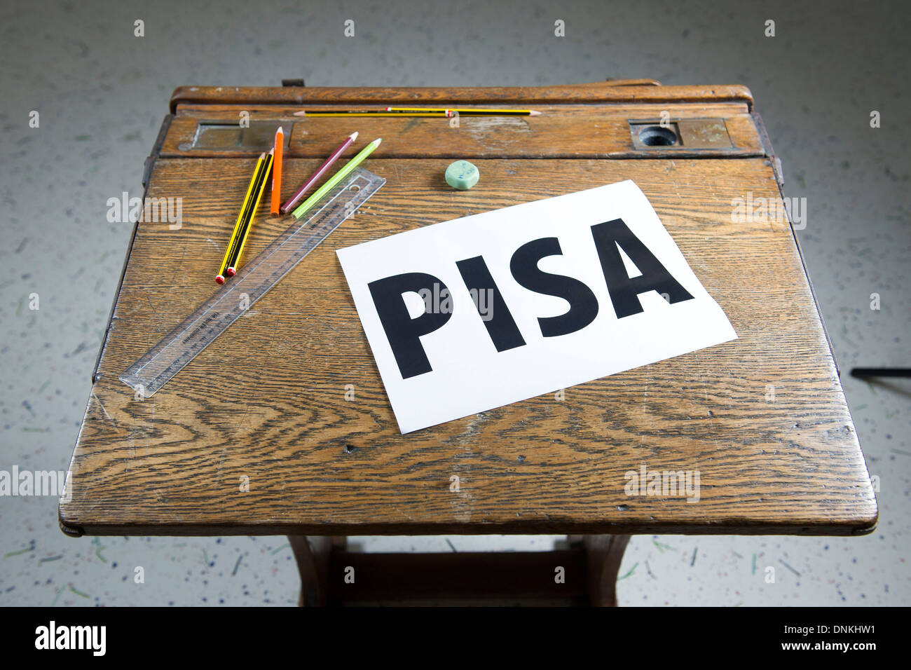 Programme for International Student Assessment (PISA) logo on a school ...