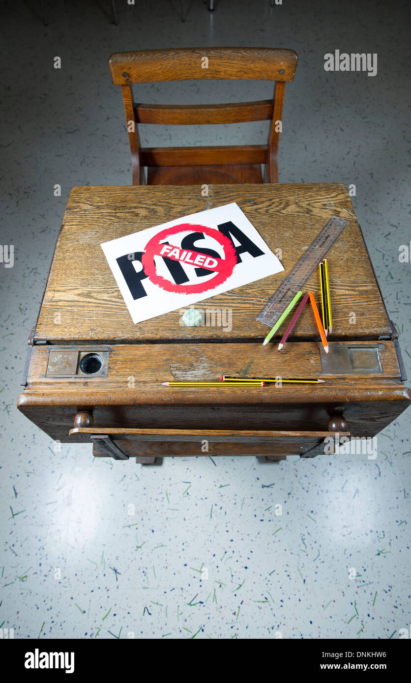 Programme for International Student Assessment (PISA) logo on a school ...