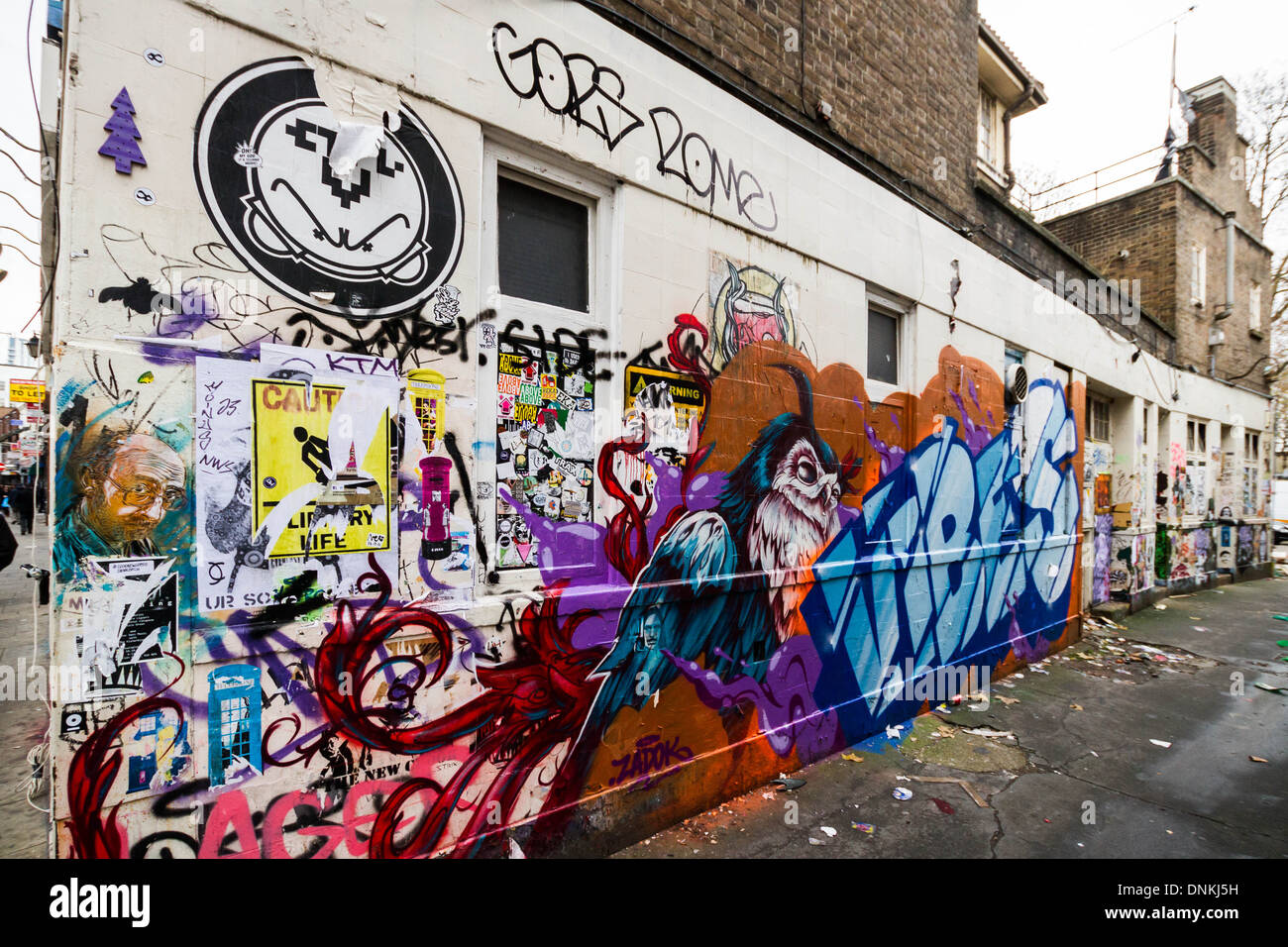Brick Lane creative graffiti and social art in east London Stock Photo ...