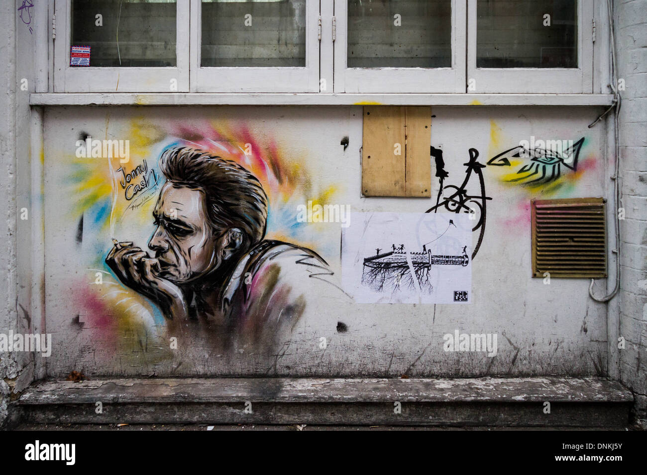 Brick Lane creative graffiti and social art in east London Stock Photo ...