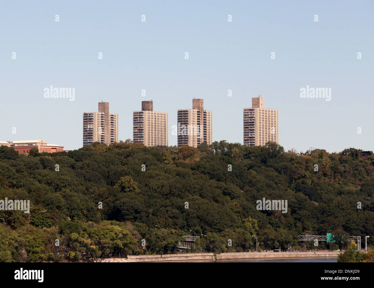Apartment Blocks in Harlem on the New York Skyline Stock Photo - Alamy