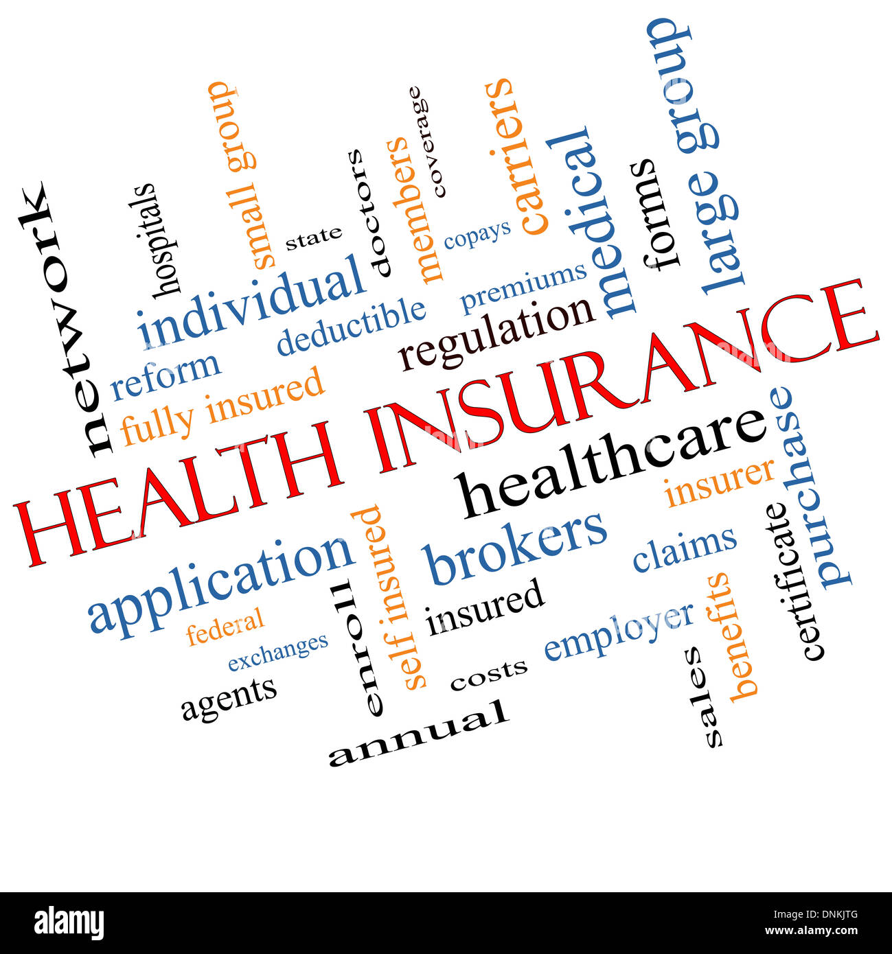 Health Insurance Word Cloud Concept Angled with great terms such as ...