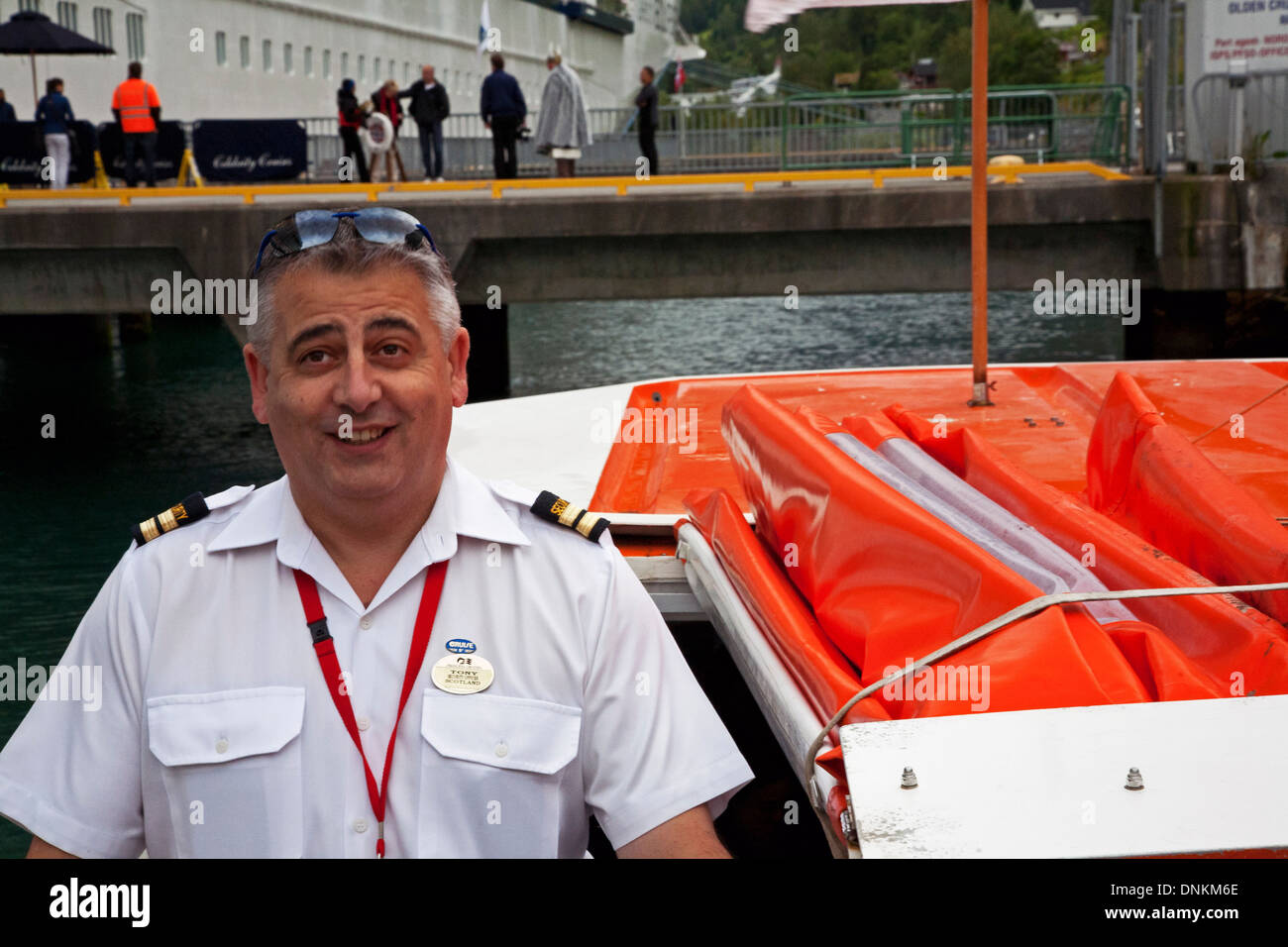 Cruise employee at the Geirangerfjord Cruise Port, Norway, Europe Stock ...