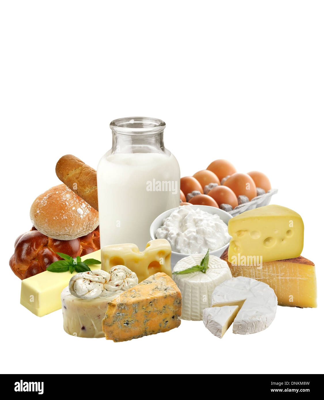 Dairy Products Isolated On White Background Stock Photo - Alamy