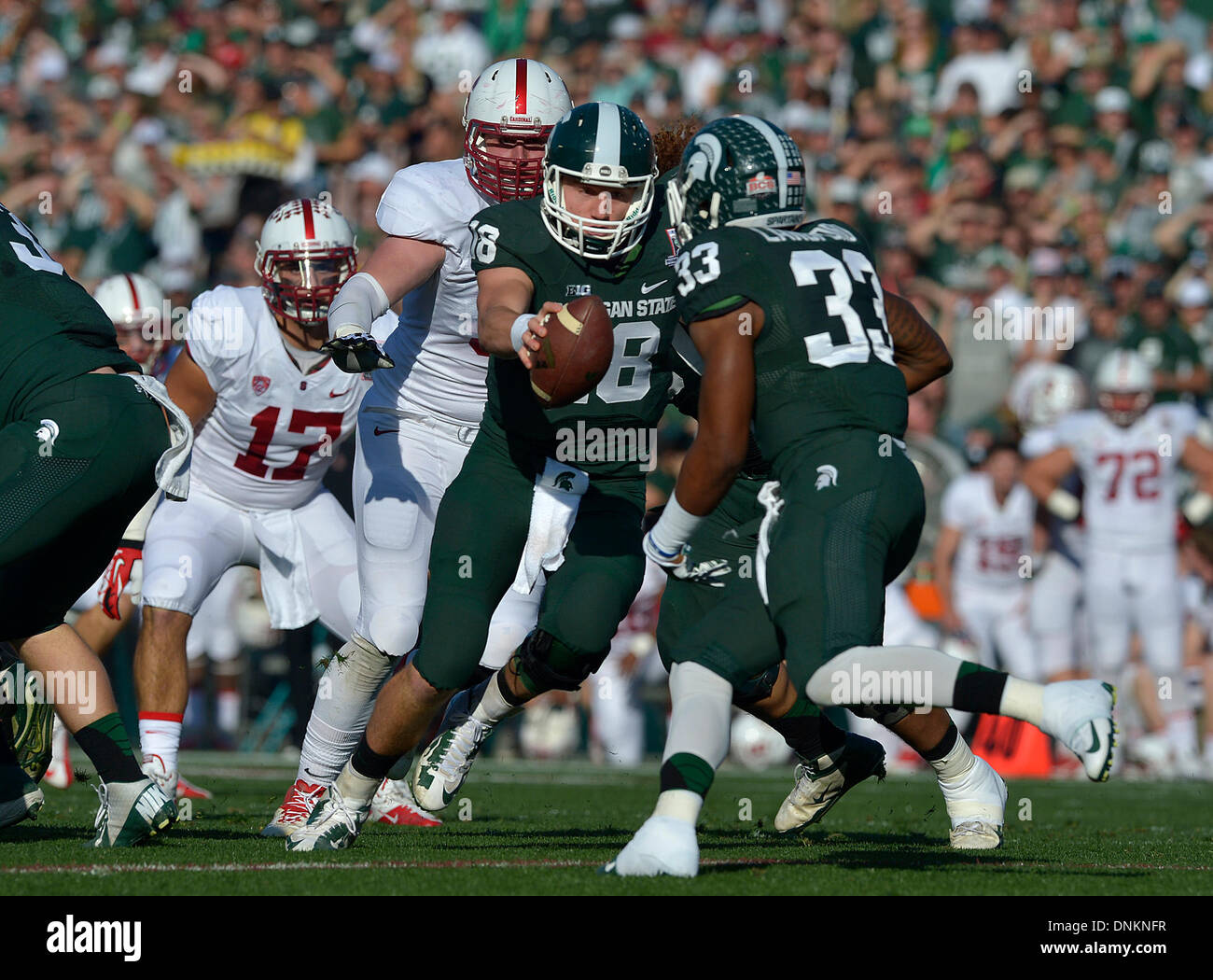 Pasadena, California, USA. 1st January 2014. Michigan State quarterback ...