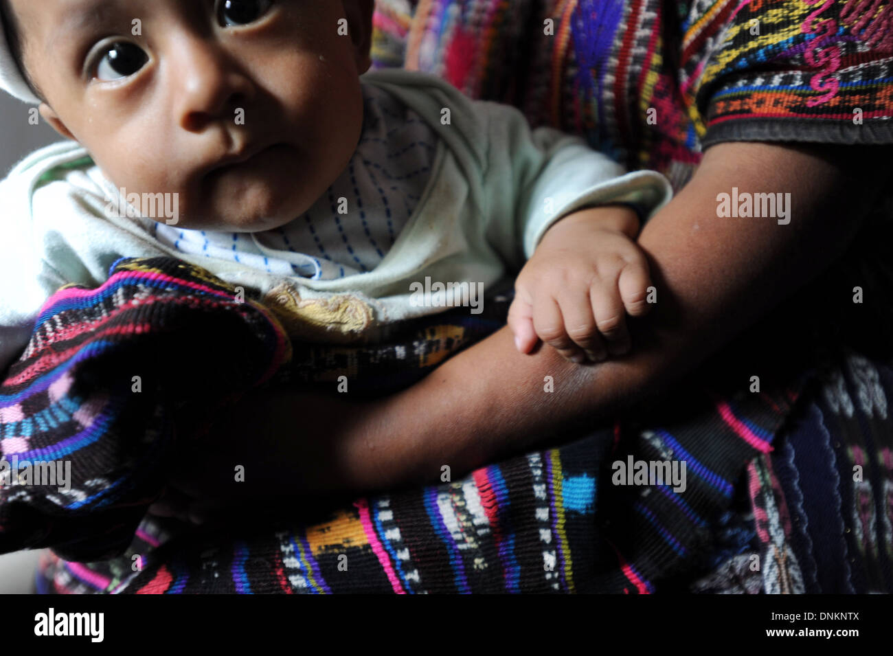 Guatemala indigenous infant with mother in Panajachel, Solola ...
