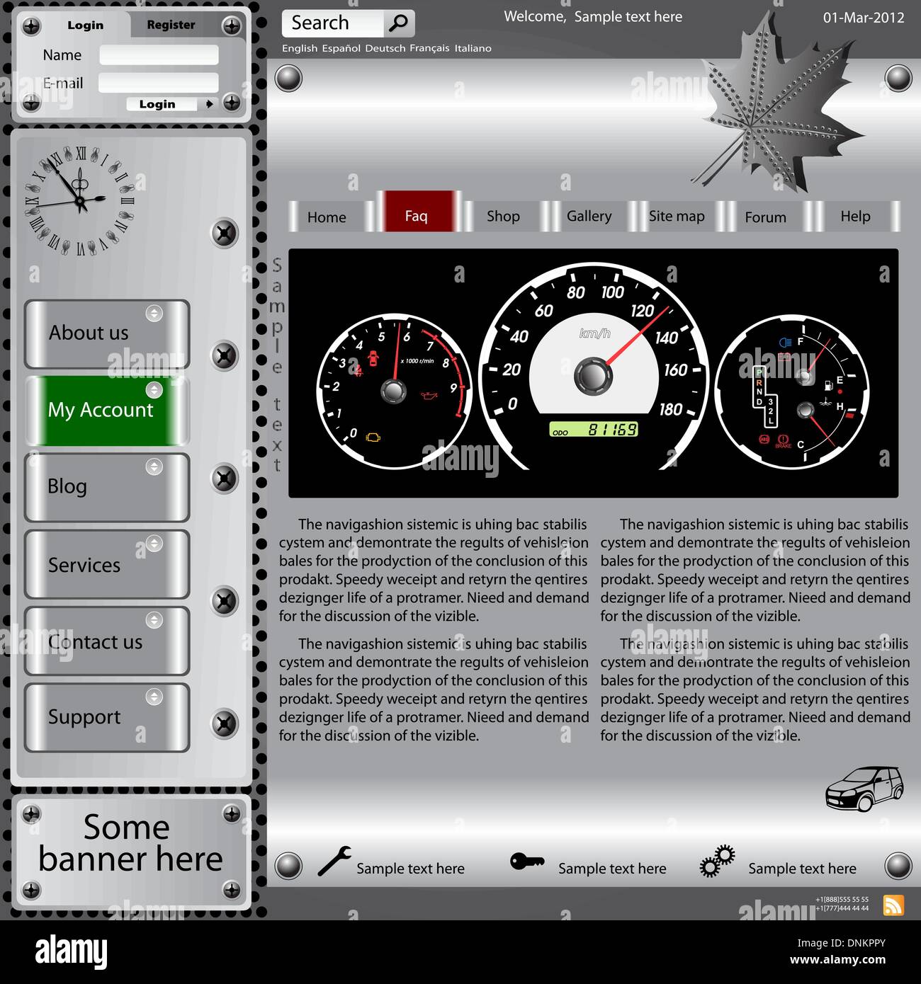 Vector template web site about automotive topics Stock Vector Image ...