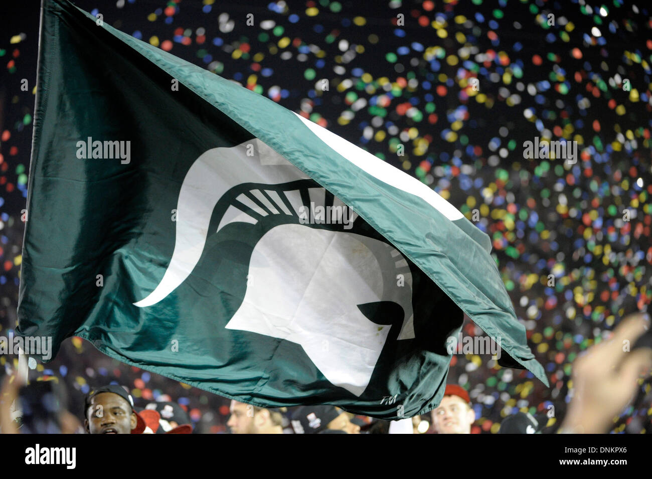 Pasadena, California, USA. 1st January 2014. Flag of of Michigan State ...