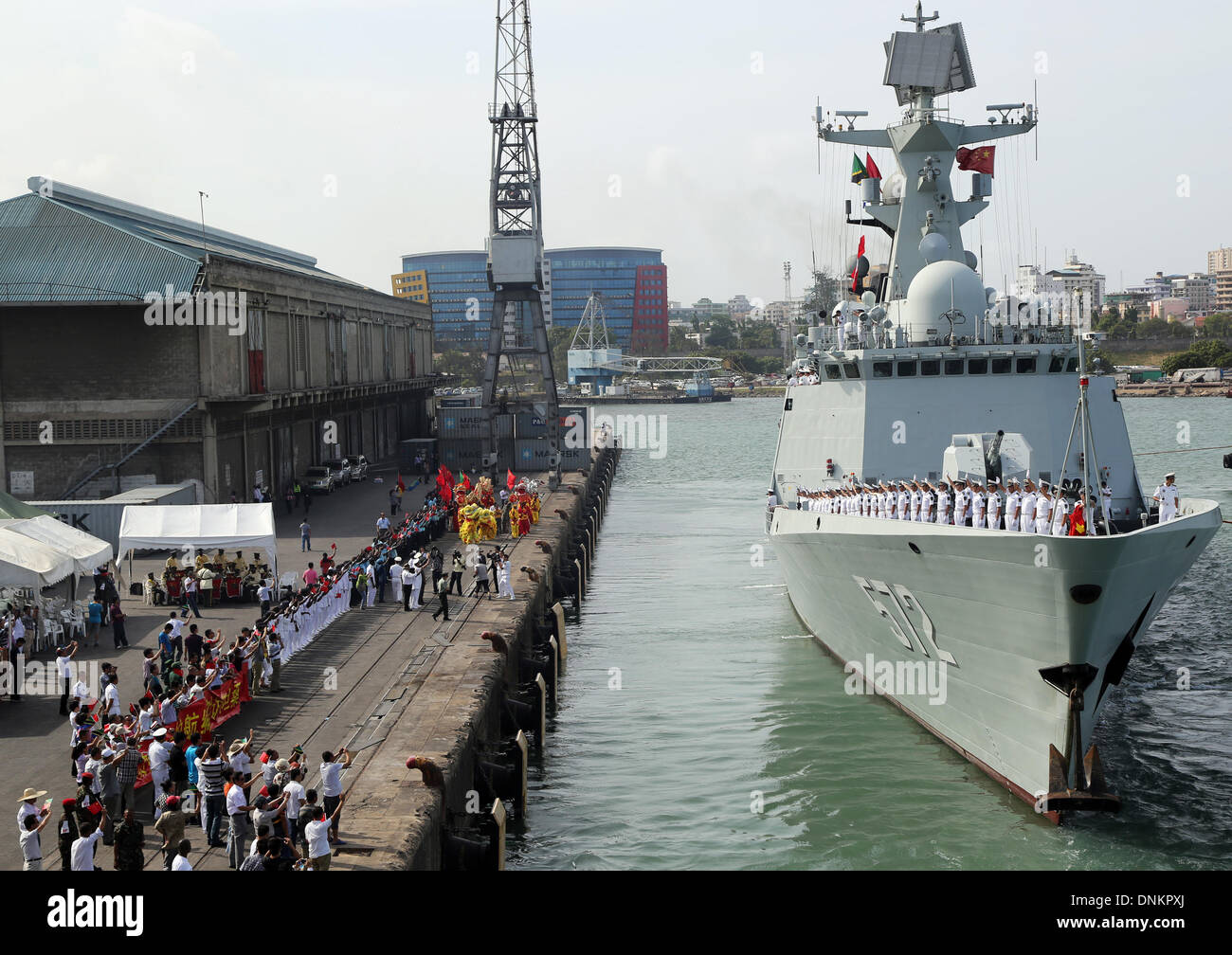 Dar Es Salaam. 2nd Jan, 2014. The missile frigate Hengshui of the 15th Chinese naval escort ...