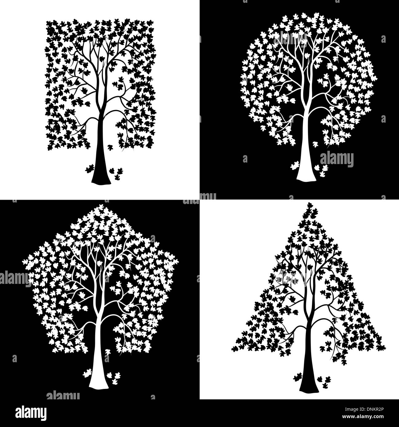 Trees of different geometric shapes. Vector set Stock Vector Image ...