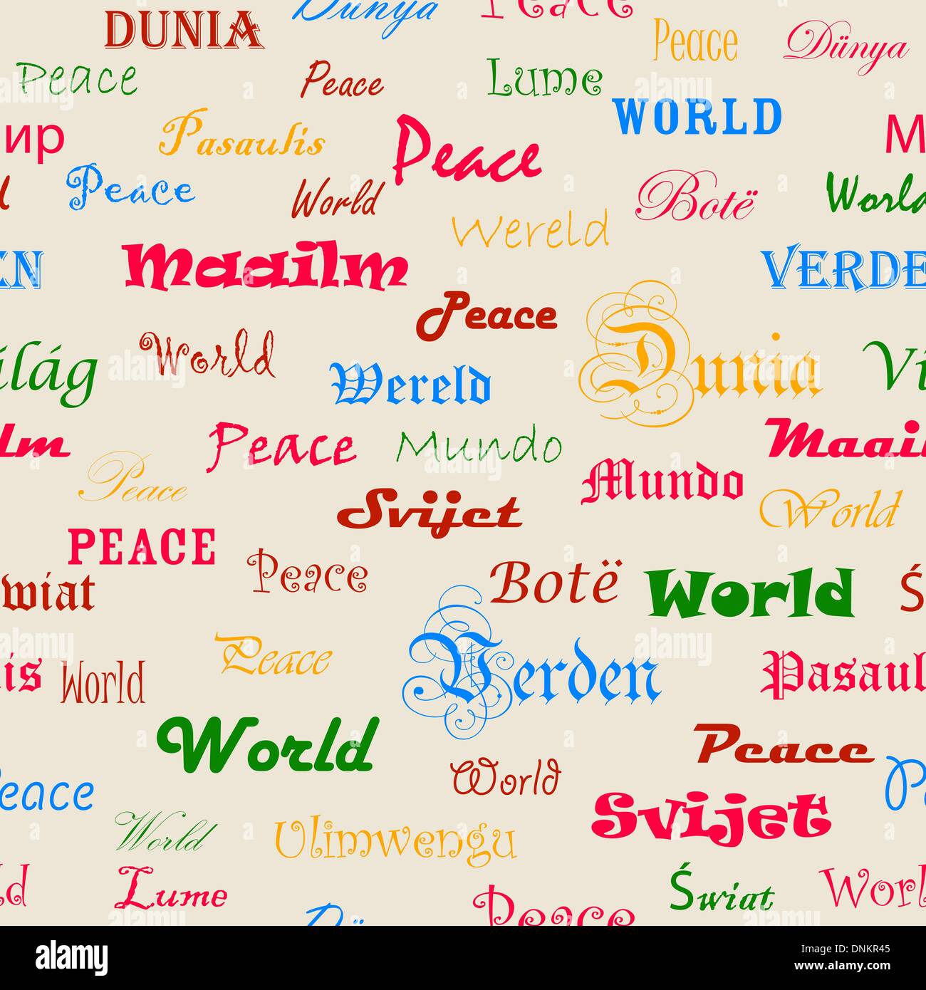 Peace . Seamless wallpaper with the word peace in different languages ...