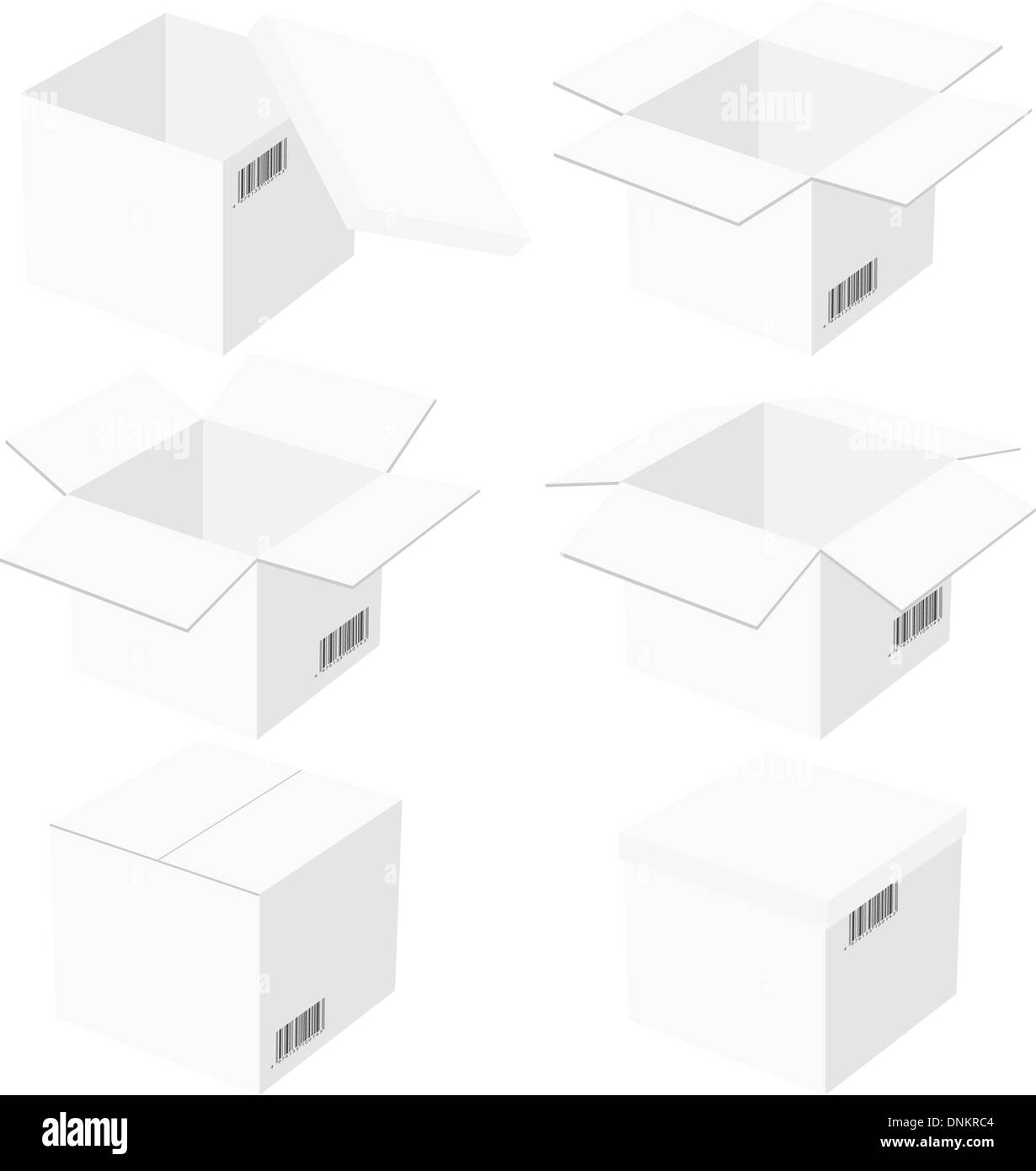 Six boxes, isolated on white background. Vector illustration Stock ...