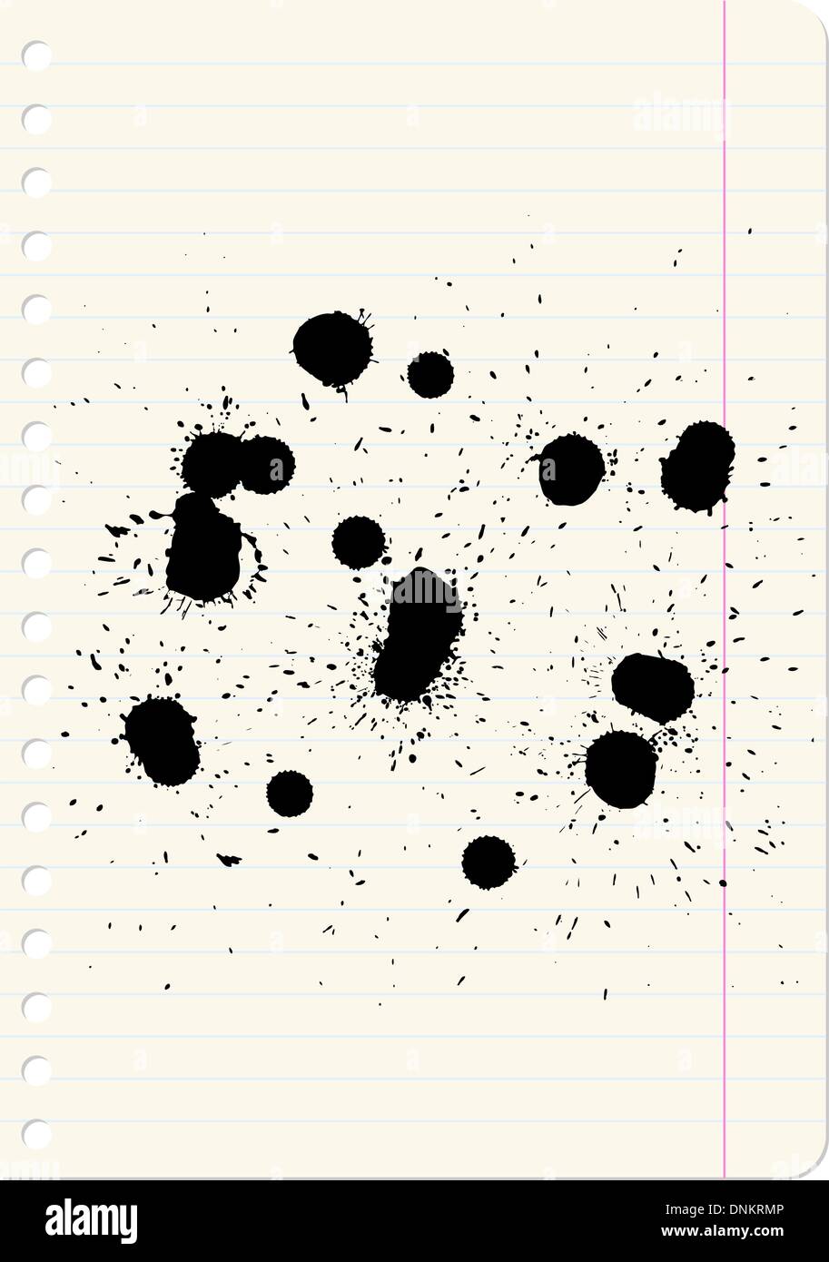 Brush blot on exercise book in line. Vector illustration Stock Vector ...