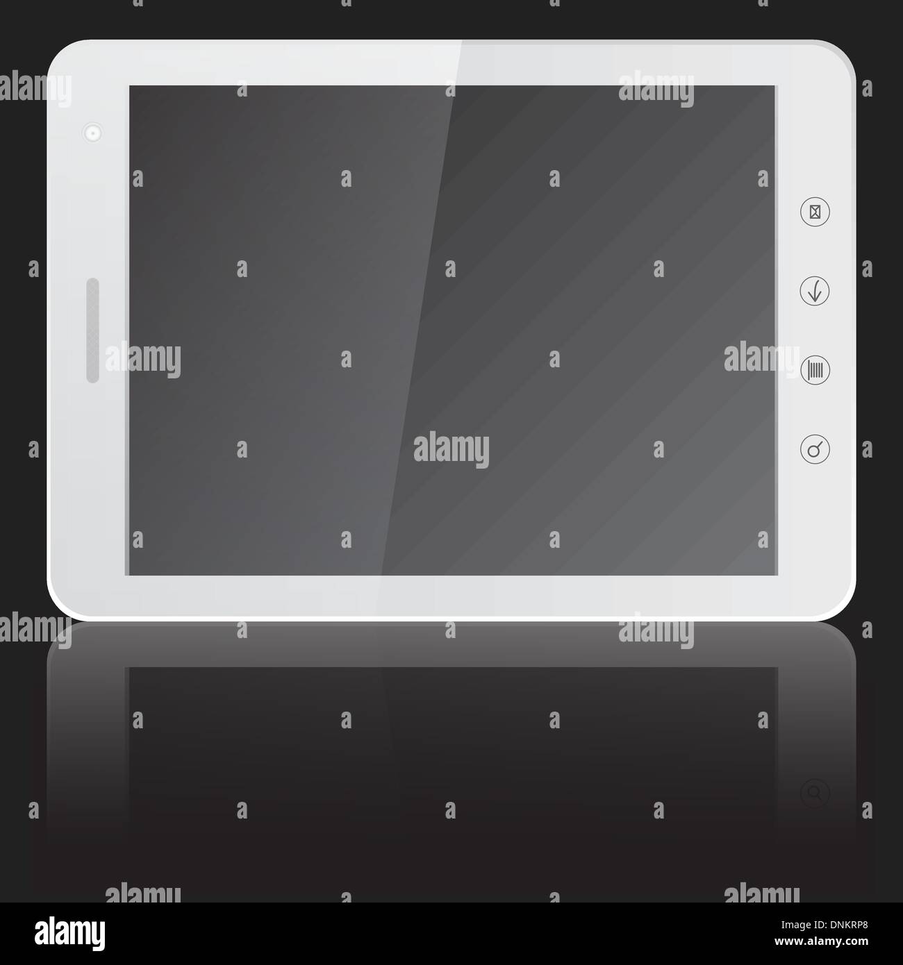 white tablet PC computer with blank screen horizontally isolated on ...