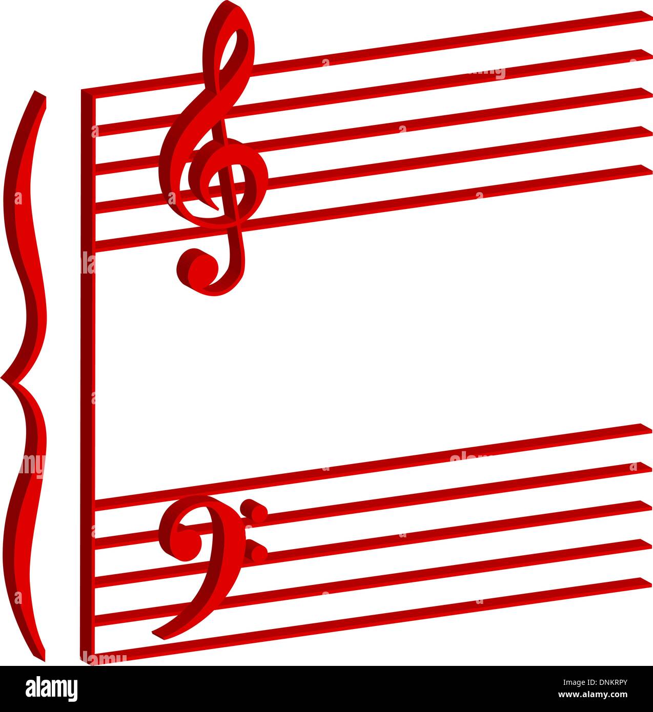 Vector Illustration of a musical stave on white background Stock Vector ...