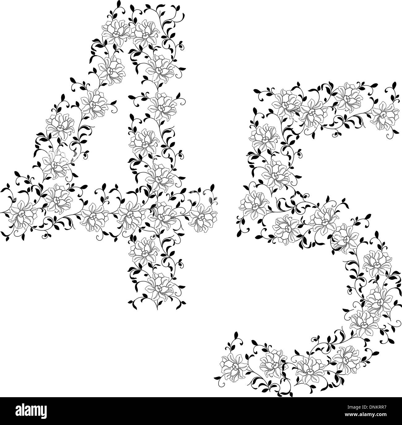 Hand drawing ornamental alphabet. Letter 45 Stock Vector Image & Art ...