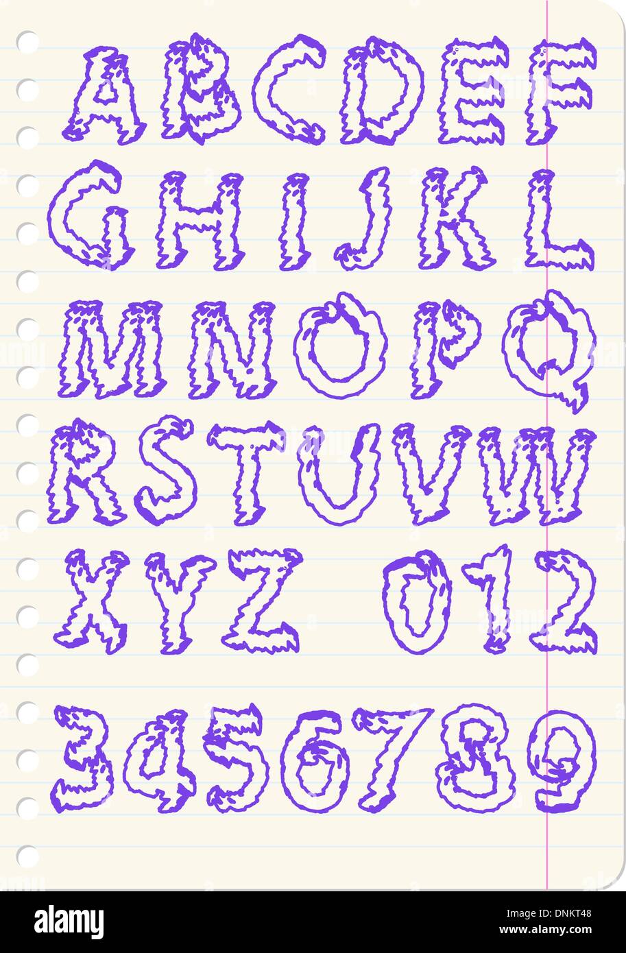 Hand drawing alphabet vector illustration set in black ink Stock Vector ...