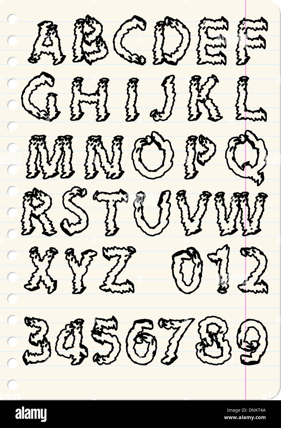 Hand drawing alphabet vector illustration set in black ink Stock Vector ...