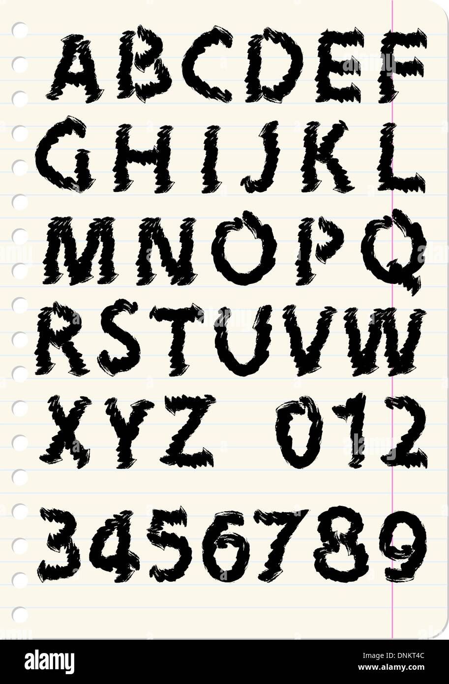 Hand drawing alphabet vector illustration set in black ink Stock Vector ...