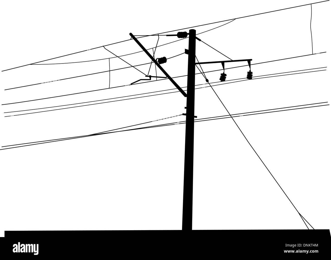Railroad overhead lines. Contact wire. Vector illustration Stock Vector ...