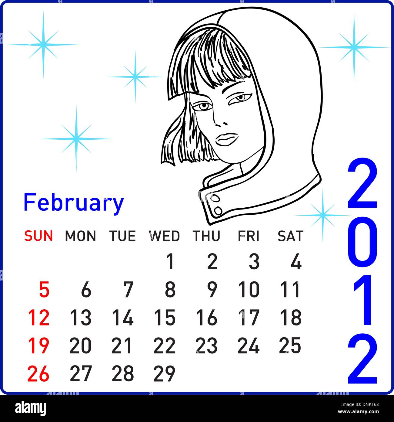 2012 year calendar in vector. February Stock Vector Image & Art - Alamy