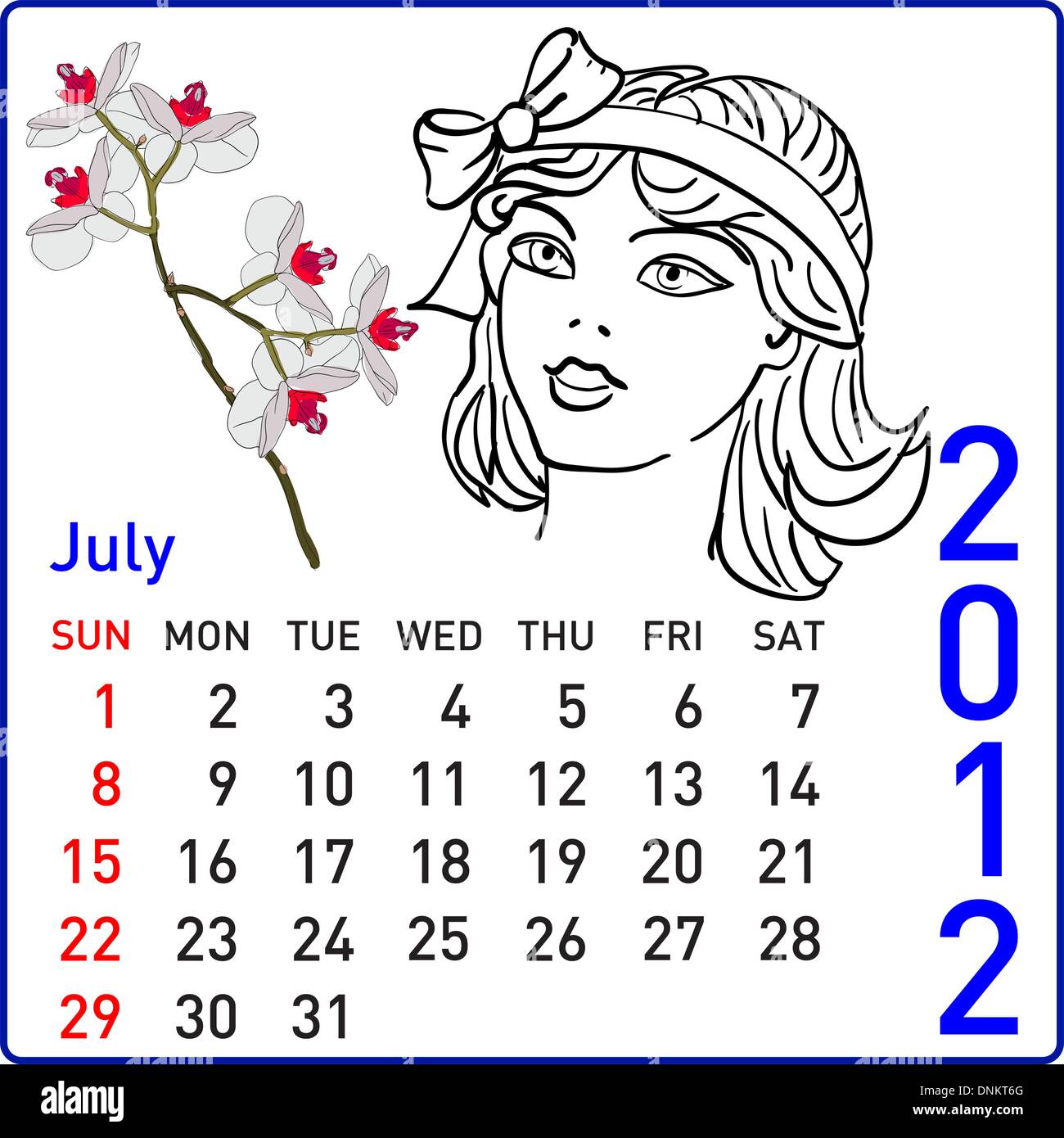 2012 year calendar in vector. July Stock Vector Image & Art - Alamy