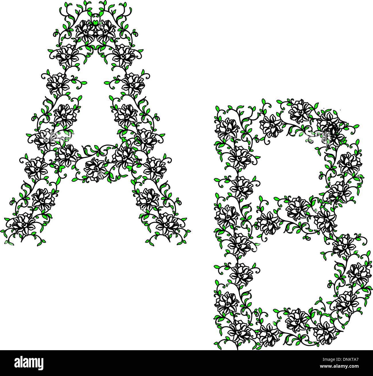Hand drawing ornamental alphabet. Letter AB Stock Vector Image & Art ...