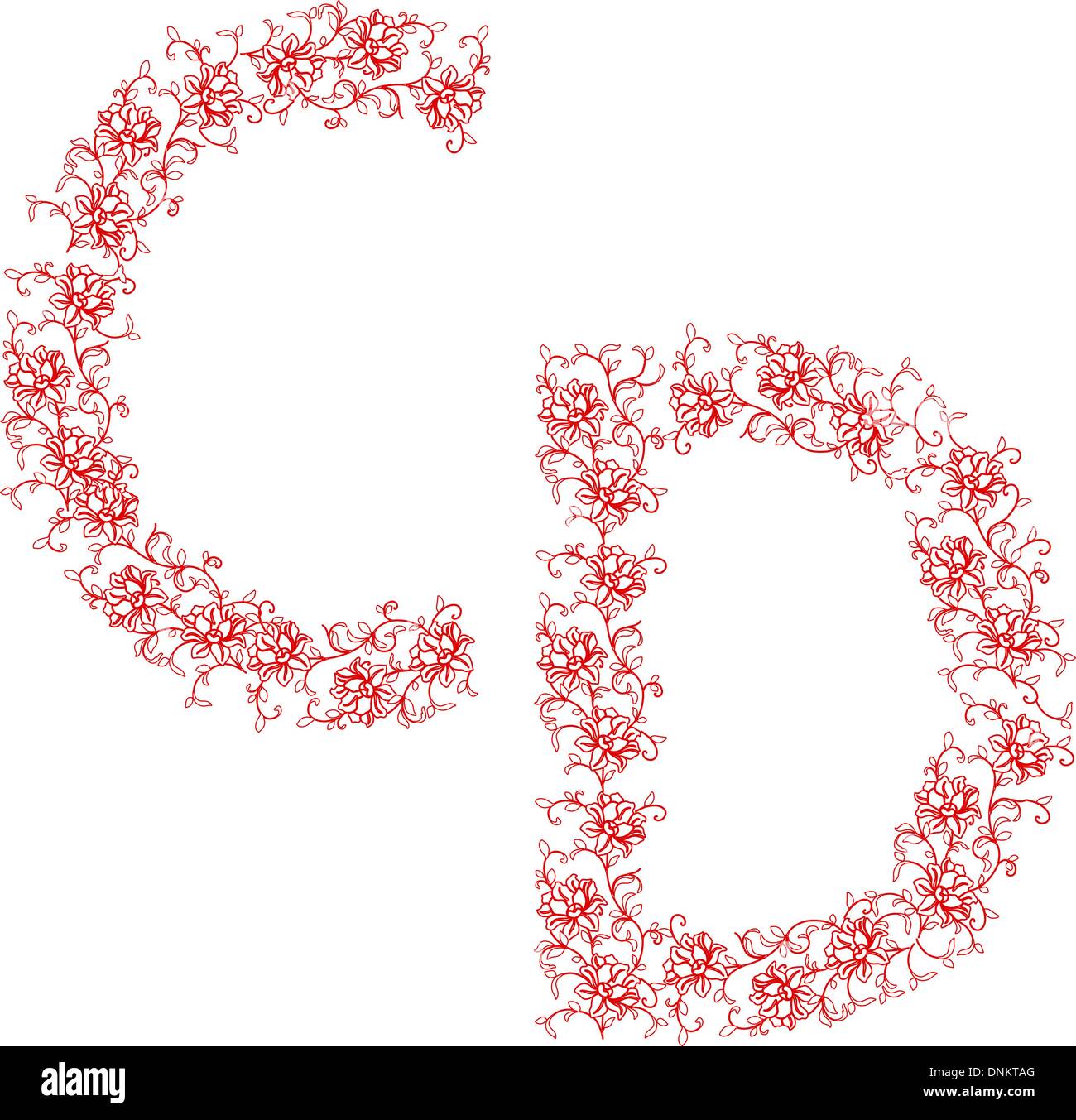 Hand drawing ornamental alphabet. Letter CD Stock Vector Image & Art ...