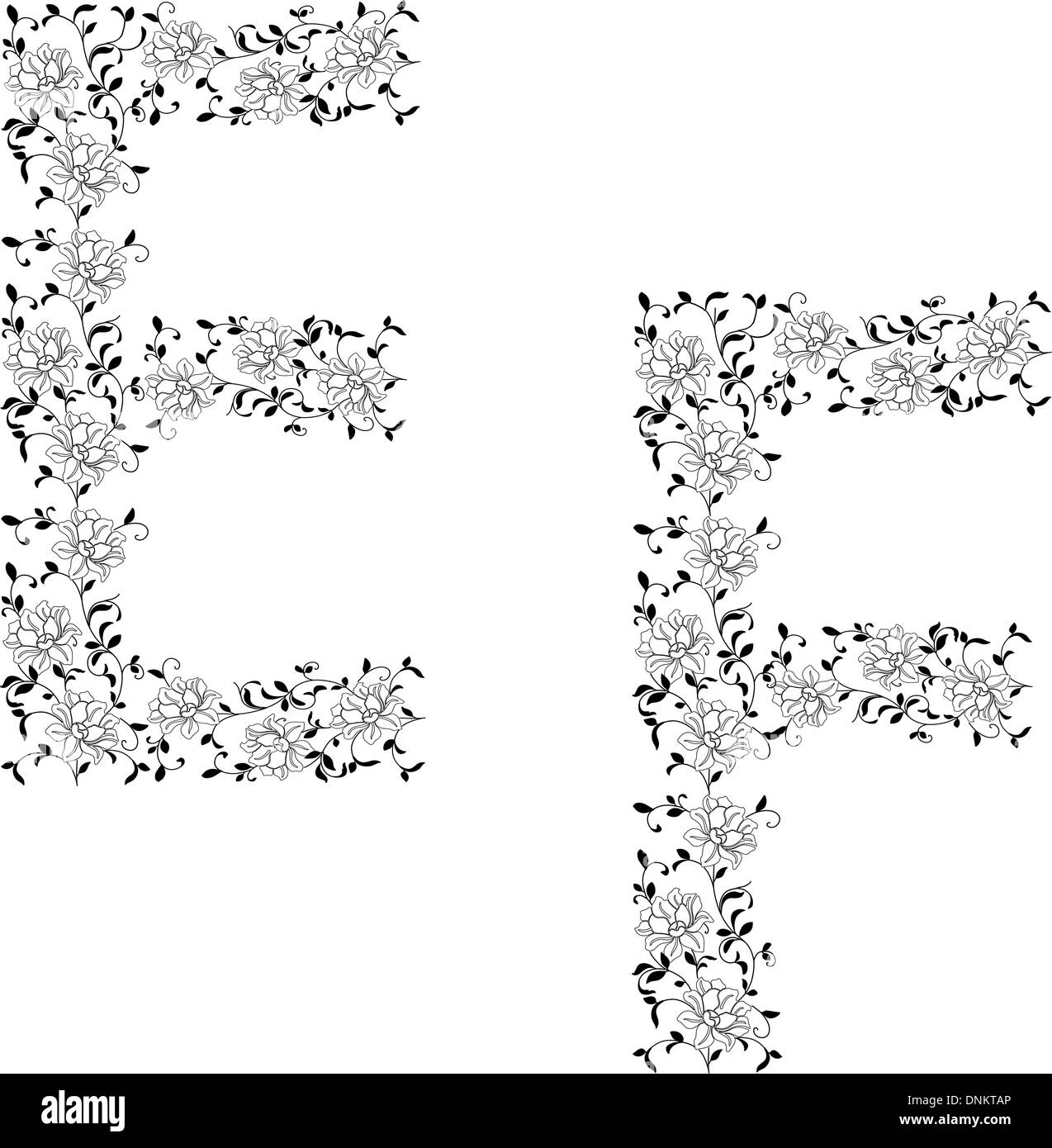 Hand drawing ornamental alphabet. Letter EF Stock Vector Image & Art ...