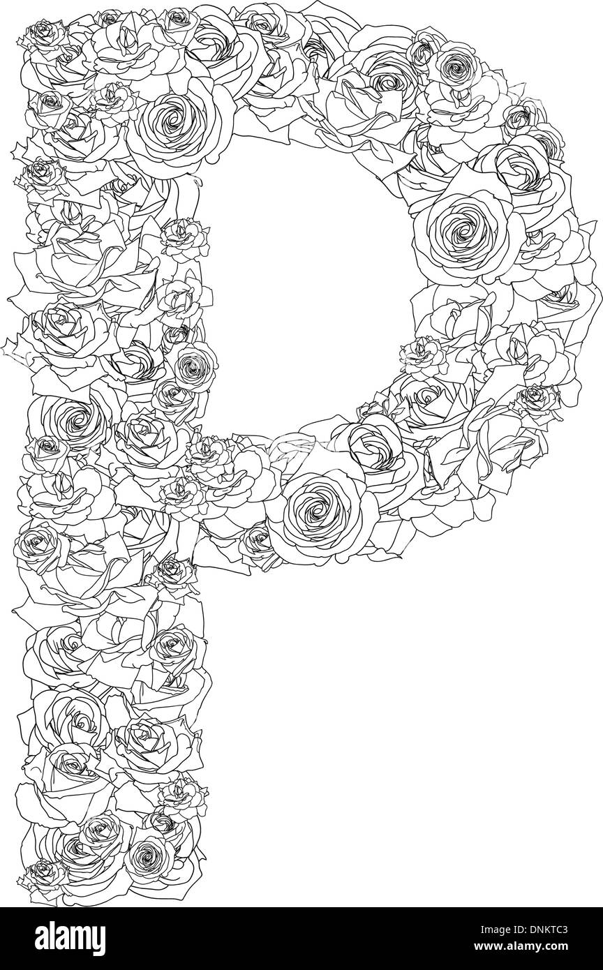 Flower alphabet of red roses, characters P Stock Vector Image & Art - Alamy