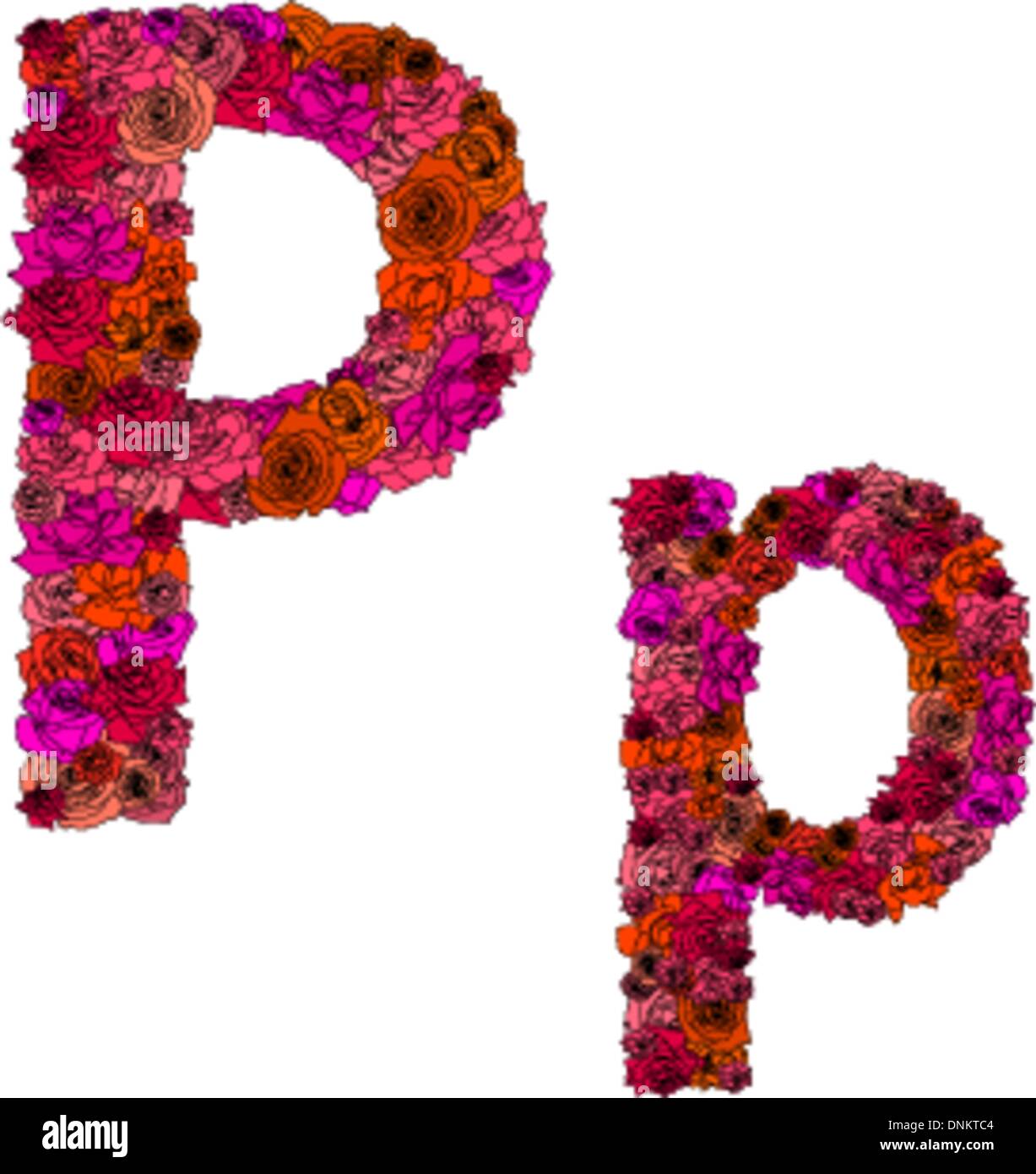 Flower alphabet of red roses, characters P-p Stock Vector Image & Art ...