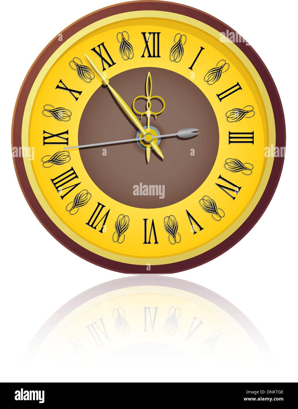 The vintage clock shortly before midnight. vector Stock Vector Image ...