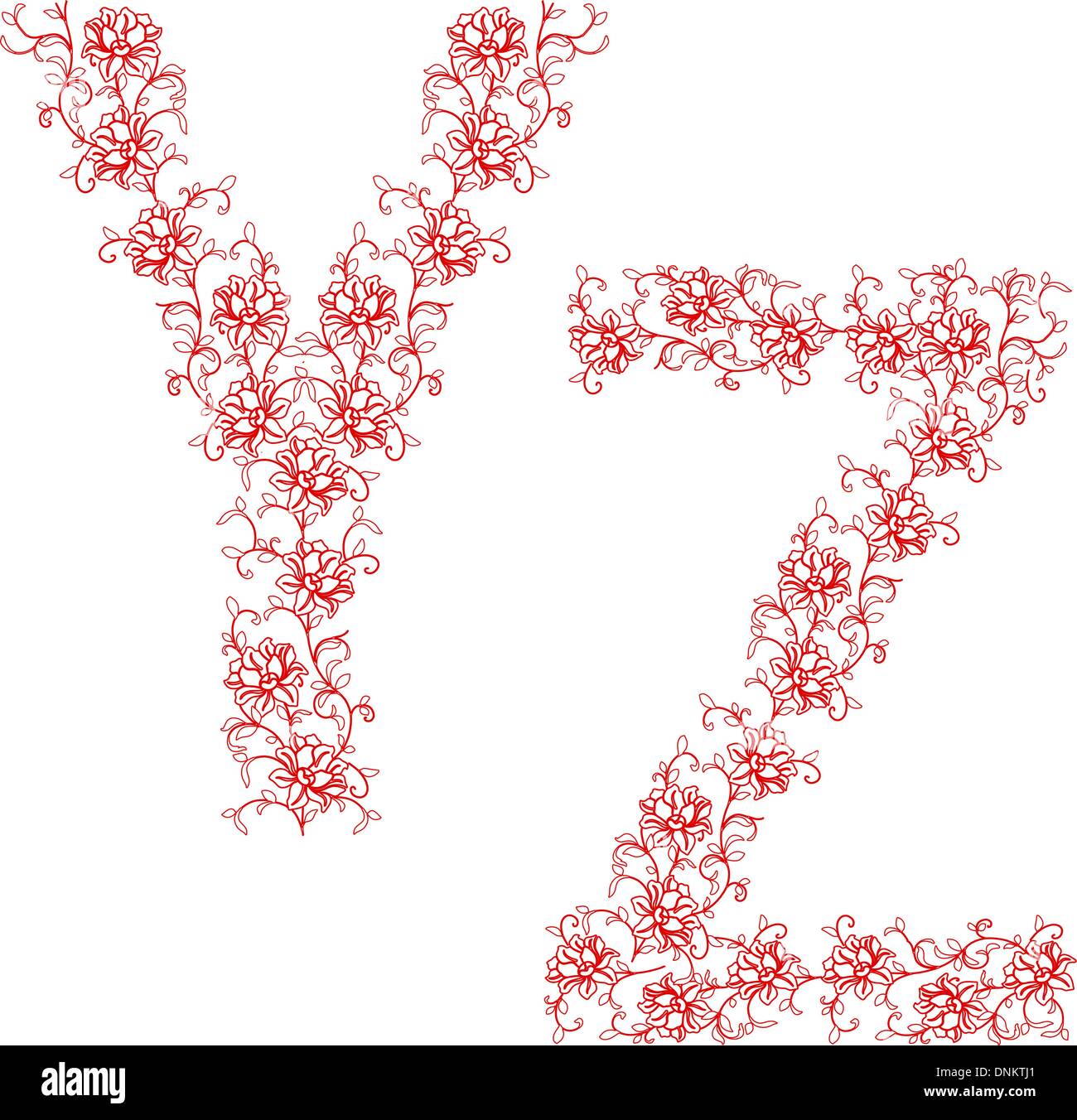 Hand drawing ornamental alphabet. Letter YZ Stock Vector Image & Art ...