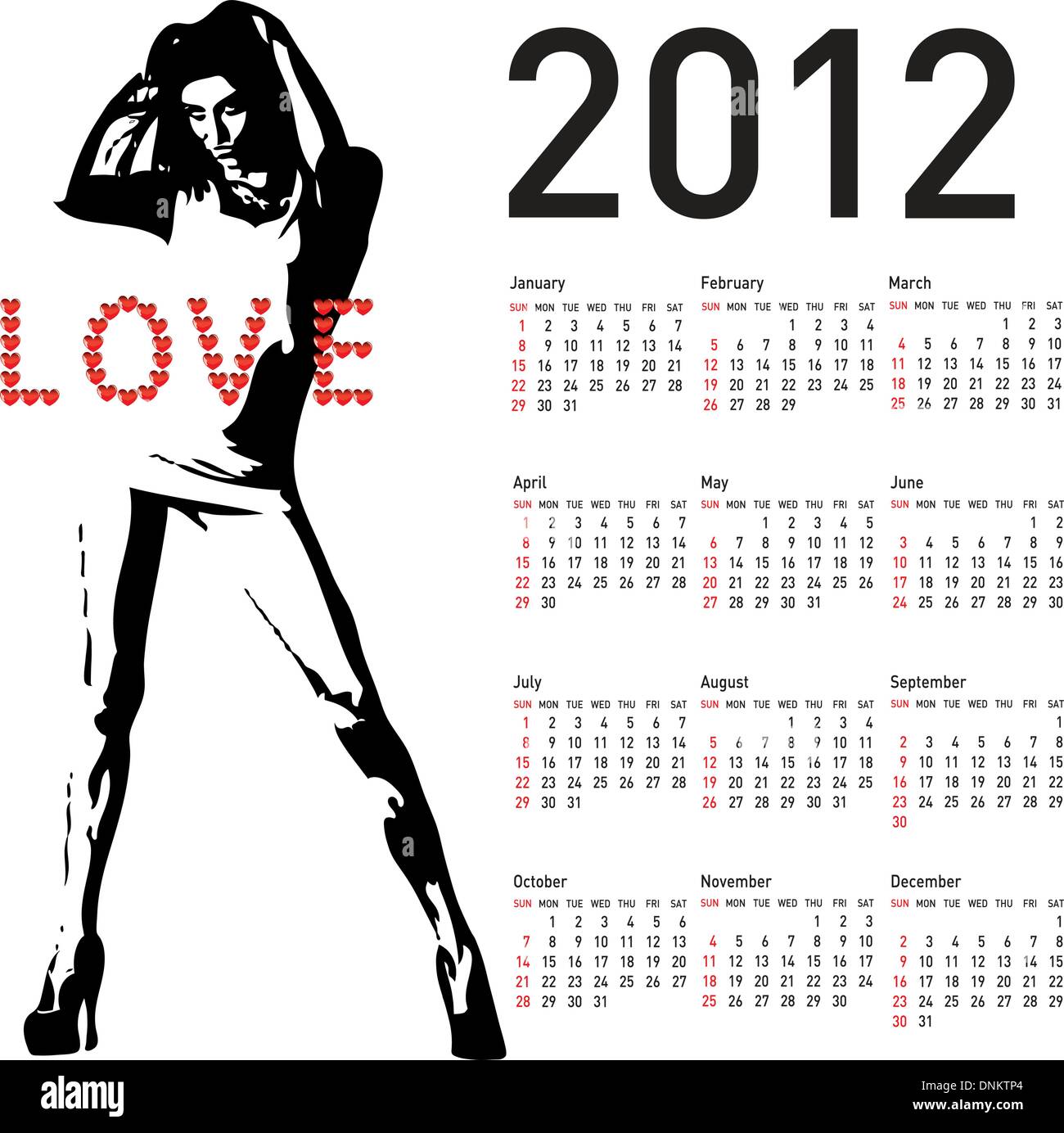 January calendar woman Stock Vector Images - Alamy