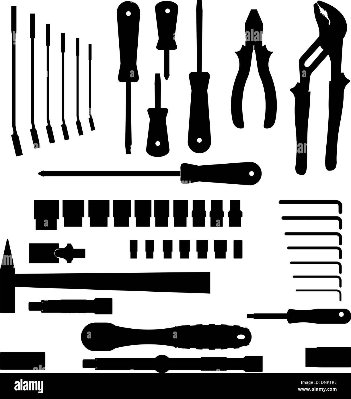 vector set of different tools over white background Stock Vector Image ...