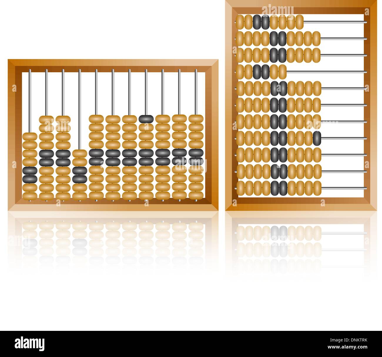 Accounting abacus for financial calculations lies on a white background ...