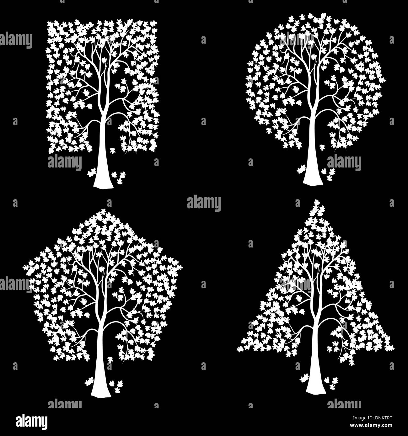Trees of different geometric shapes. Vector set Stock Vector Image ...