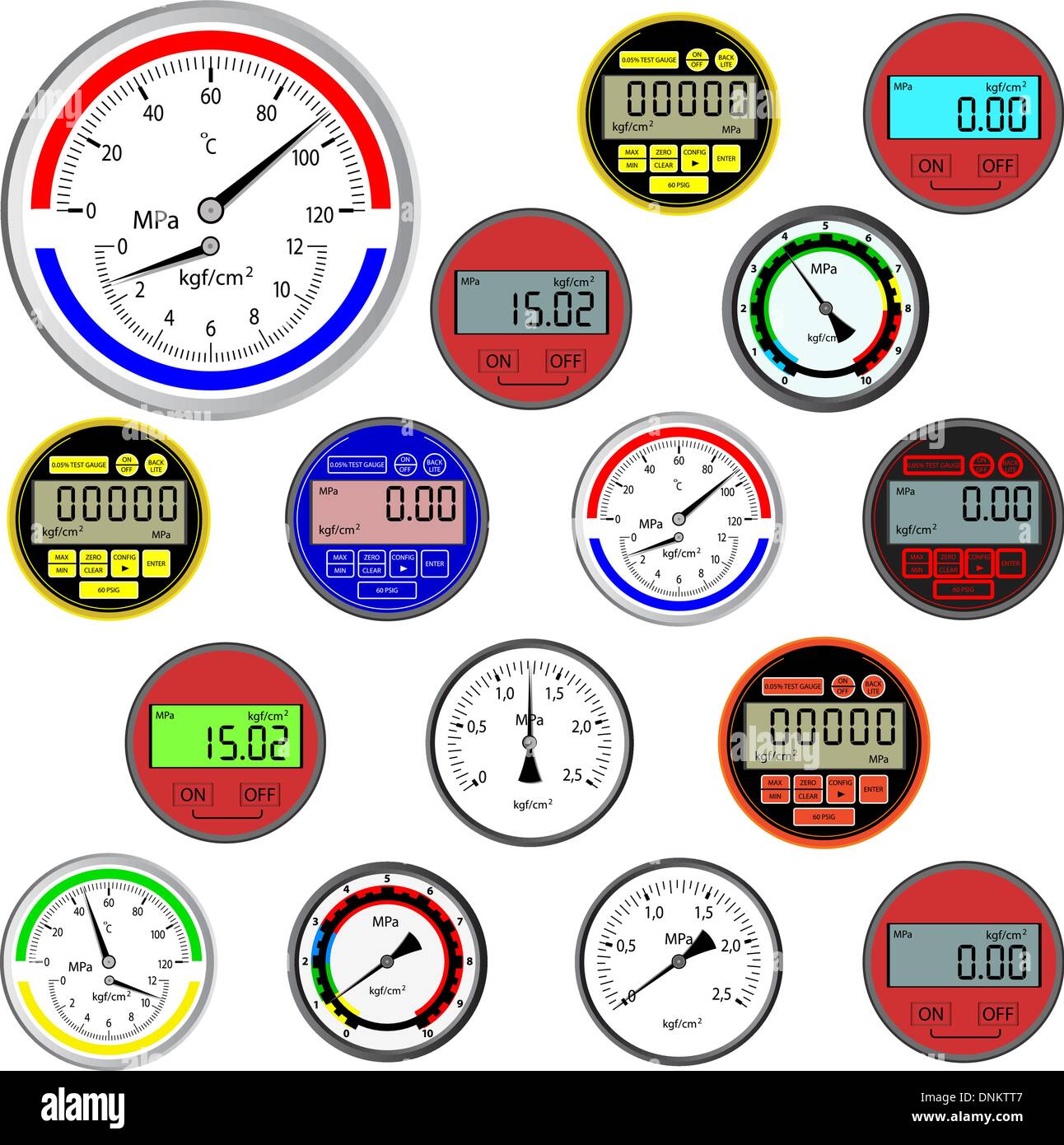 vector set of switches and digital manometers Stock Vector Image & Art ...