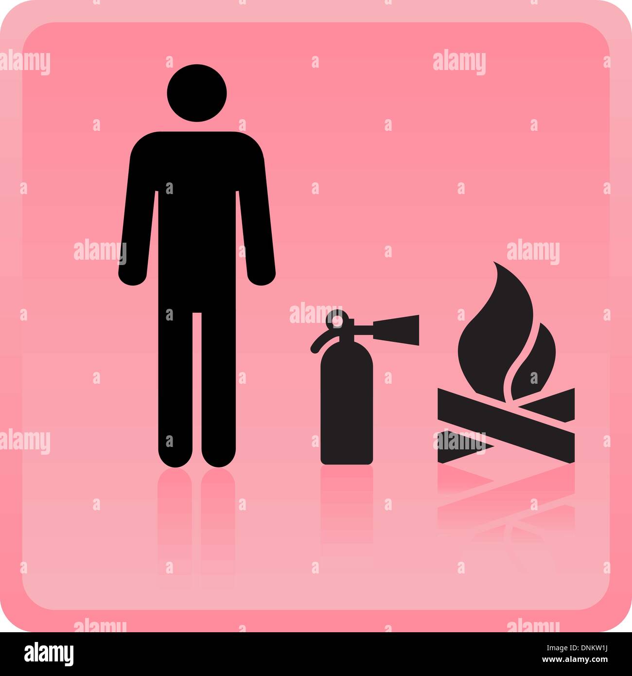 Icon of the person with the fire extinguisher near a fire Stock Vector ...