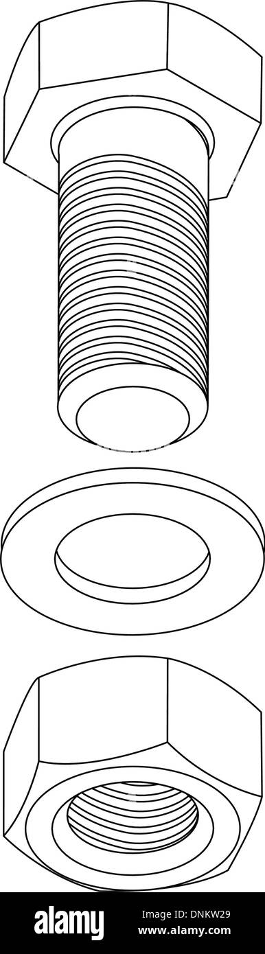 Stainless steel bolt and nut. Vector illustration Stock Vector Image ...